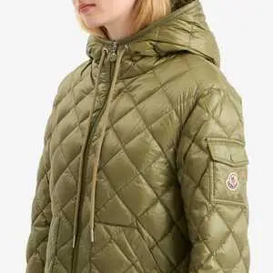 Moncler Shiny Quilted Hood Overshirt - Khaki
