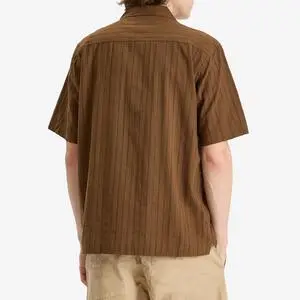 Universal Works Dobby Self Stripe Camper Shirt - Brown