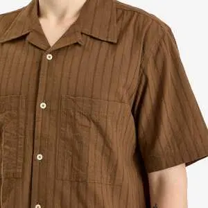 Universal Works Dobby Self Stripe Camper Shirt - Brown