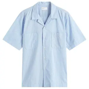 Universal Works Vila Stripes Sal Road Shirt - Blue