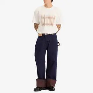 JW Anderson Turn Up Twisted Workwear Jeans - Blue/red