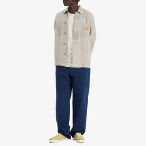 SERVICE WORKS Poplin Printed Chore Shirt - Stone