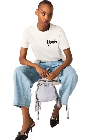 Maje T-shirt With Embroidered Paris Logo