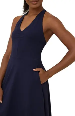 PACT Organic Cotton Fit & Flare Halter Dress - Eclipse