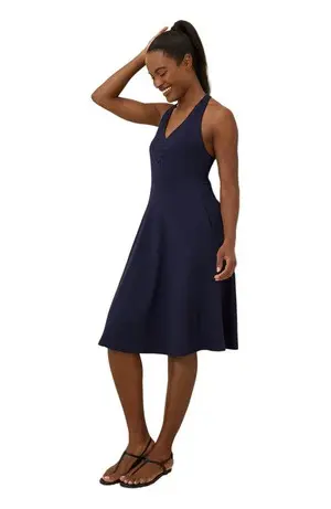 PACT Organic Cotton Fit & Flare Halter Dress - Eclipse