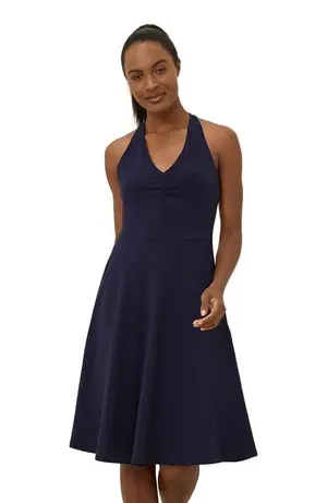 PACT Organic Cotton Fit & Flare Halter Dress - Eclipse