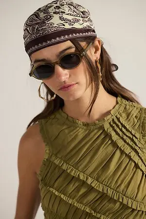 Free People Josie Polarized Oval Sunglasses - Green/black