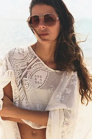 Free People Janis Detail Aviator Sunglasses - Blush