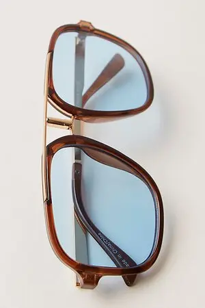Free People Aviator Sunglasses With Detailed Brow Bar - Cocoa