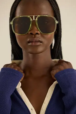Free People Janis Detail Aviator Sunglasses - Mint