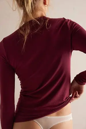 Free People Seamless Modal Long Sleeve Top - Dionysus