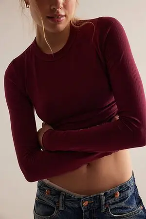 Free People Seamless Modal Long Sleeve Top - Dionysus