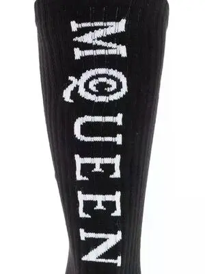 Alexander McQueen Logo Ribbed Socks - Black