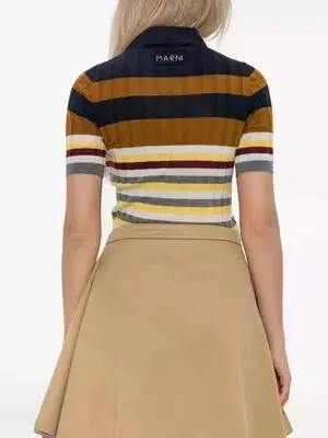 Marni Striped Polo Top - Brown