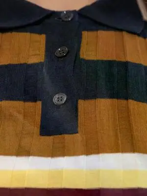 Marni Striped Polo Top - Brown