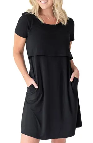 KINDRED BRAVELY Eleanora Maternity & Nursing T-shirt Dress - Black
