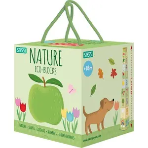 SASSI Ecoblocks Nature 10 Stacking Cubes & Booklet - Multicolored