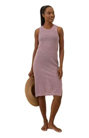 PACT Beachside Linen Crochet Cover-up Made With Organic Cotton - Lavender Haze