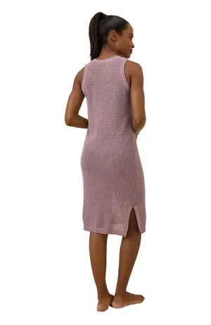 PACT Beachside Linen Crochet Cover-up Made With Organic Cotton - Lavender Haze