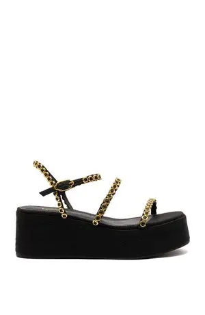 Larroude Gio Milanina Flatform Sandal - Black