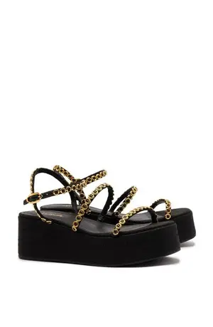 Larroude Gio Milanina Flatform Sandal - Black