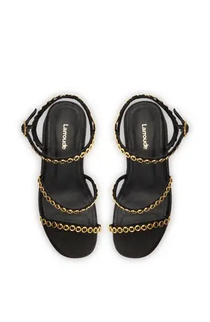 Larroude Gio Milanina Flatform Sandal - Black