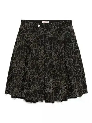 MASU Flocky-web Pleated Shorts
