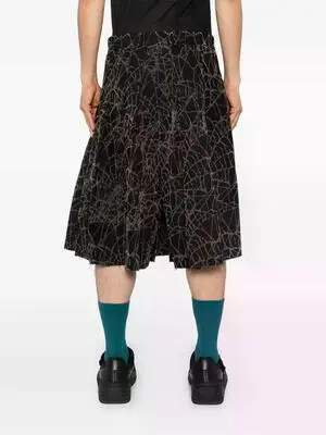 MASU Flocky-web Pleated Shorts