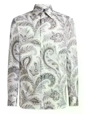 Etro Floral-paisley Cotton Shirt - Grey