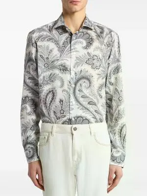 Etro Floral-paisley Cotton Shirt - Grey
