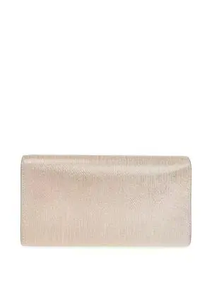 JIMMY CHOO Metallic-leather Clutch With Chain Strap - Neutrals
