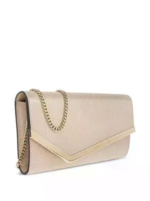 JIMMY CHOO Metallic-leather Clutch With Chain Strap - Neutrals