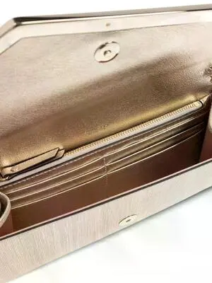 JIMMY CHOO Metallic-leather Clutch With Chain Strap - Neutrals