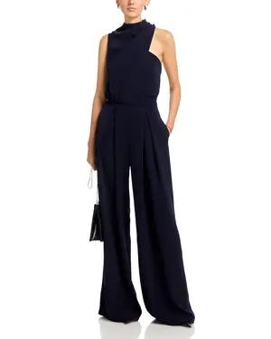 Black Halo Floella Wide-leg Jumpsuit - Navy