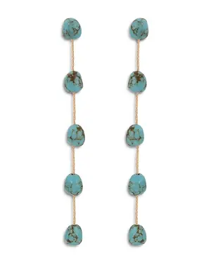 Ettika Turquoise Linear Drop Earrings - Blue/gold