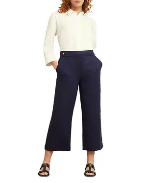 HOBBS LONDON Josephine Linen Wide Leg Pants - True Navy