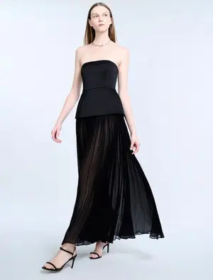 Bcbgmaxazria Strapless Peplum Gown - Black