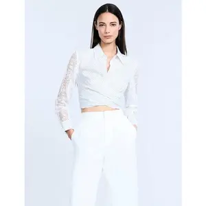Bcbgmaxazria Lace Stripe Tie Back Top
