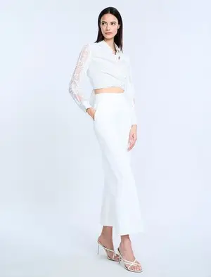 Bcbgmaxazria Lace Stripe Tie Back Top