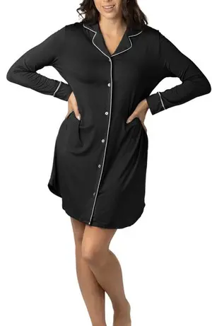 KINDRED BRAVELY Clea Long Sleeve Sleep Shirt - Black