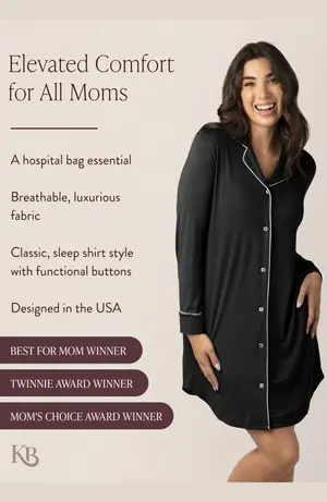 KINDRED BRAVELY Clea Long Sleeve Sleep Shirt - Black