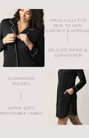 KINDRED BRAVELY Clea Long Sleeve Sleep Shirt - Black