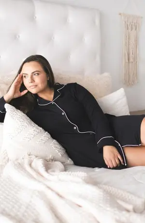 KINDRED BRAVELY Clea Long Sleeve Sleep Shirt - Black