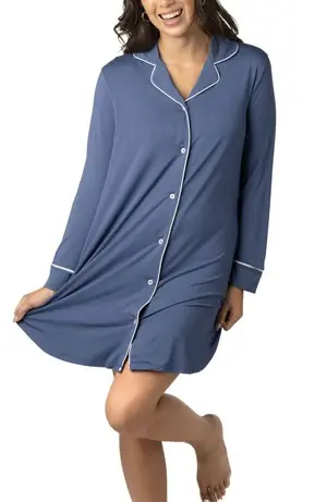 KINDRED BRAVELY Clea Long Sleeve Sleep Shirt - Slate Blue