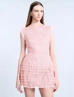Bcbgmaxazria Tulle Tiered Mini Dress - Blossom