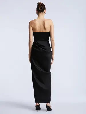 Bcbgmaxazria Solid Bodice Wrap Skirt Gown