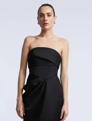 Bcbgmaxazria Solid Bodice Wrap Skirt Gown