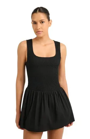 Onia Poplin Smocked Mini Dress