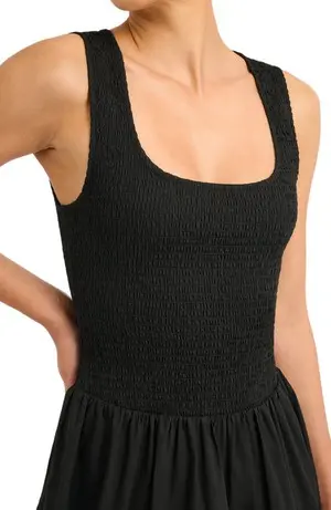 Onia Poplin Smocked Mini Dress