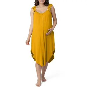 KINDRED BRAVELY Ruffle Strap Labor & Delivery Gown - Honey
